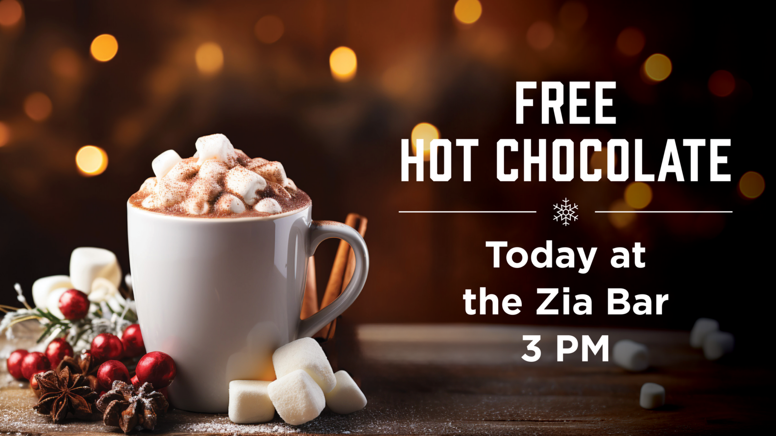 Free Hot Chocolate at Zia Bar - Angel Fire Resort